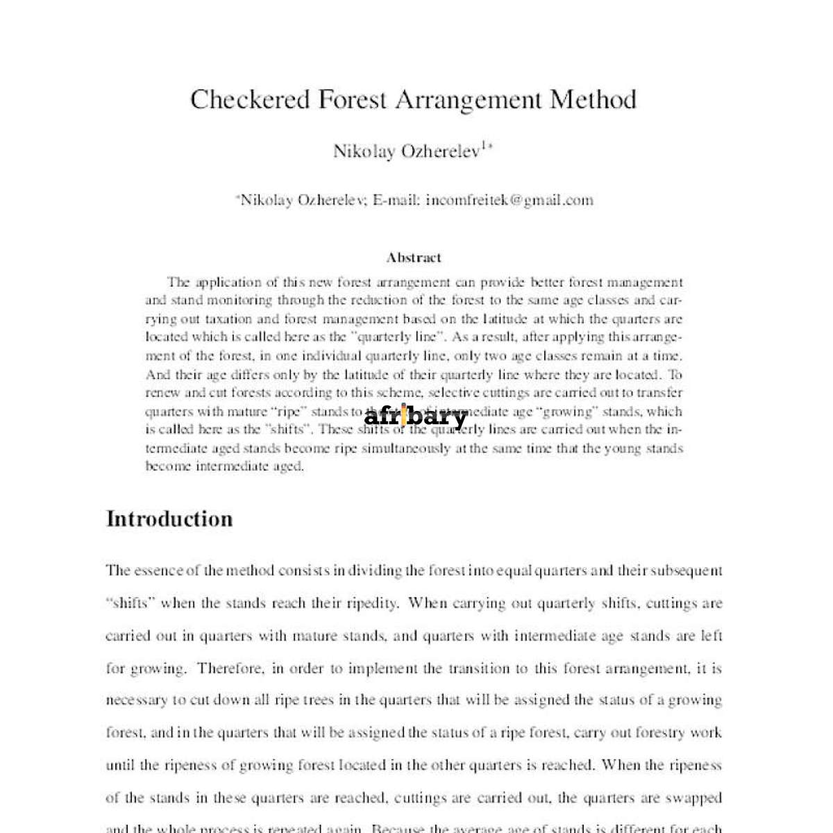 Checkered Forest Arrangement Method | Afribary