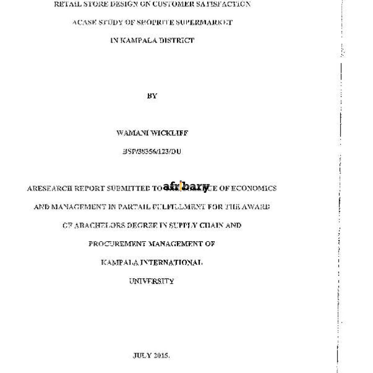 Retail Store Design on Customer Satisfaction A Case Study of Shoprite ...