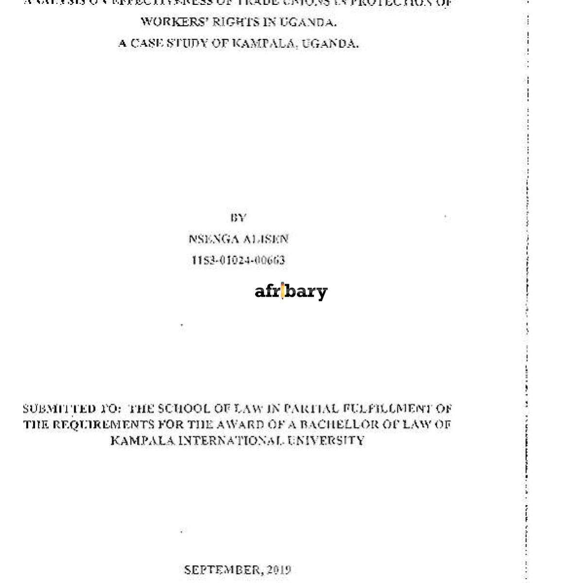 Analysis on Effectiveness of Trade Unions in Protection of Workers ...