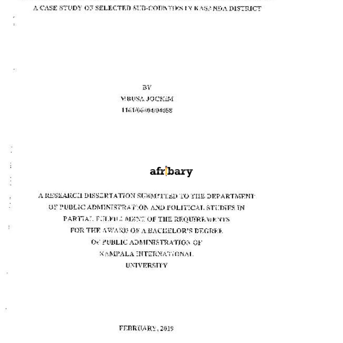 Creation of New Districts On Economic Development of Uganda. A Case ...