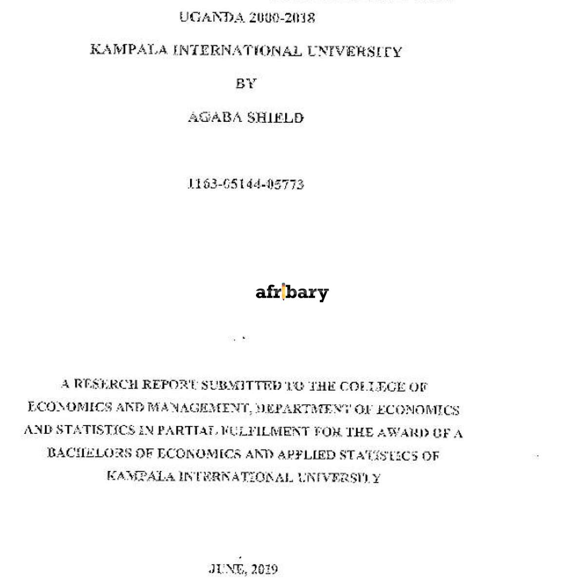 Road Infrastructure and Economic Growth in Uganda 2000-2018 Kampala ...