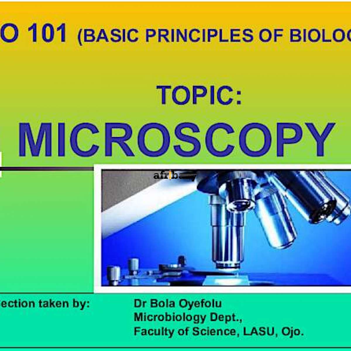 BIO 101 - Microscopy | Afribary