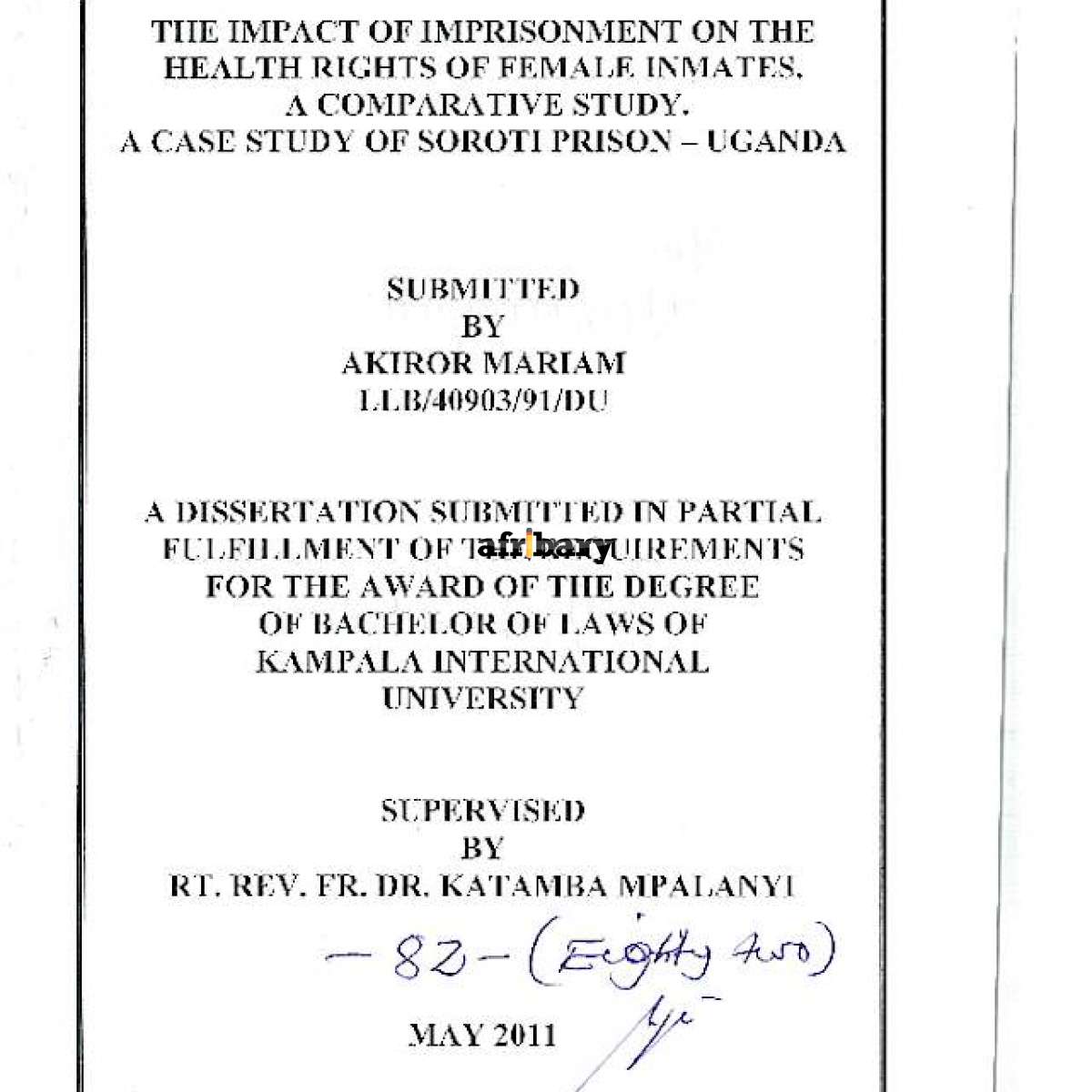 The Impact of Imprisonment on the Health Rights of Female Inmates. A ...