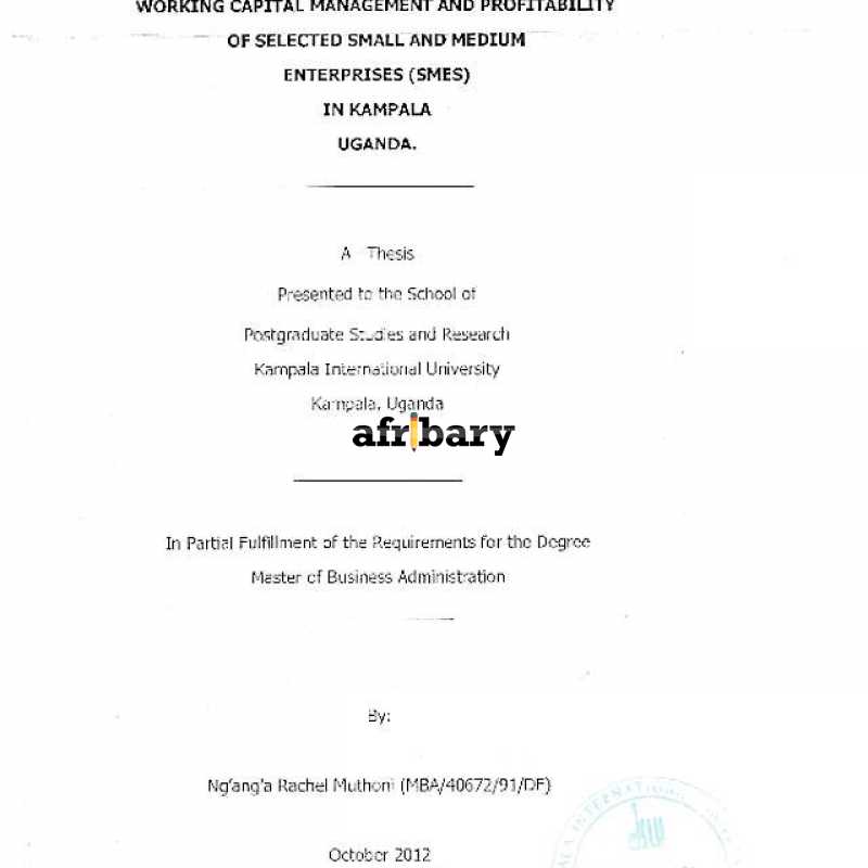 Working Capital Management and Profitability of Selected Small and ...