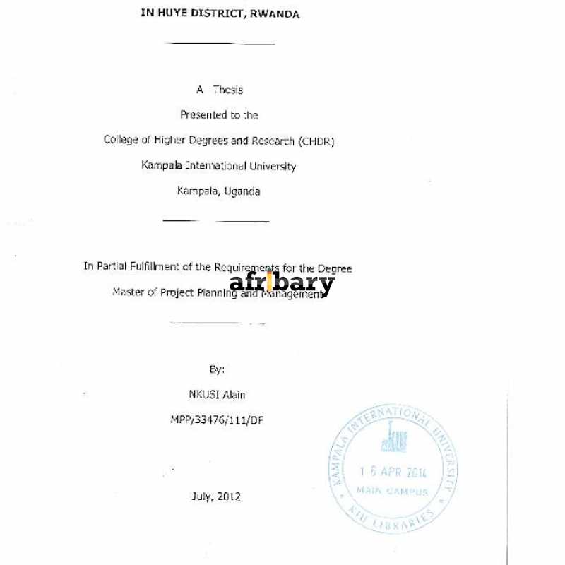 Implementation Status of Vision 2020 Umurenge Program and Reduction of ...