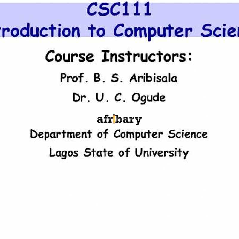 CSC 111- (5) Computer Processing Models and Networking | Afribary