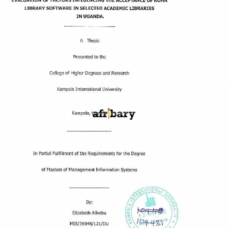 Evaluation of Factors Influencing the Acceptance of Koha Library ...