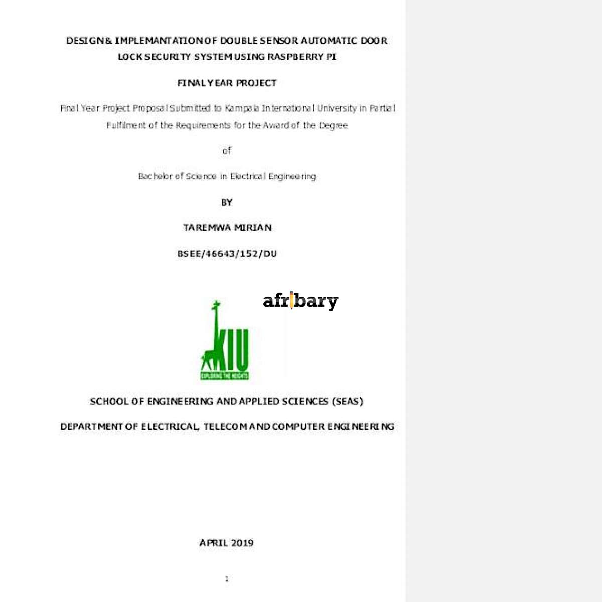 Design & Implementation of Double Sensor Automatic Door Lock Security System Using Raspberry Pi ...