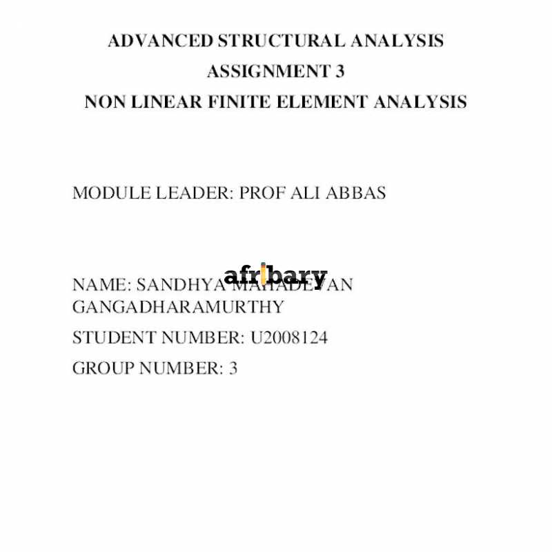 Non linear analysis using ADINA software | Afribary