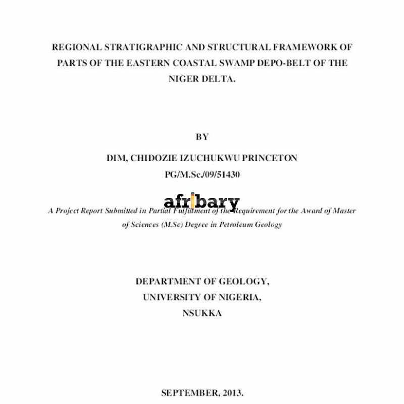 Regional Stratigraphic and Structural Framework of Parts of the Eastern ...