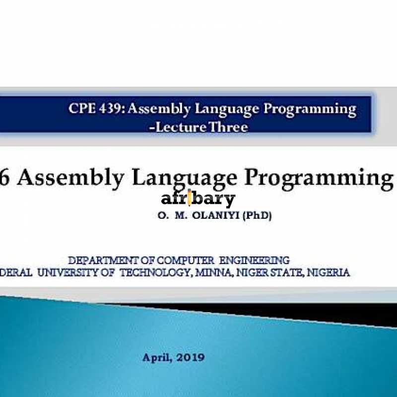 Cpe 439 Assembly Language Programming Lecture Three X86 Assembly