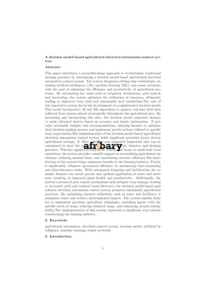 A decision model-based agricultural electrical automation control ...