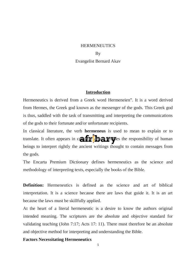 Hermeneutics Afribary