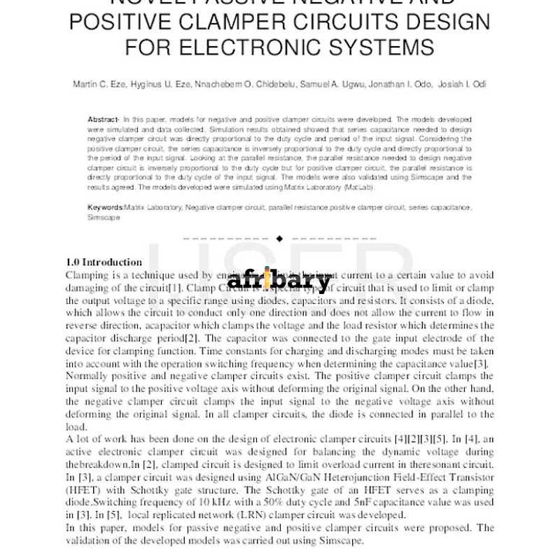 Novel Passive Negative and Positive Clamper Circuits Design for ...