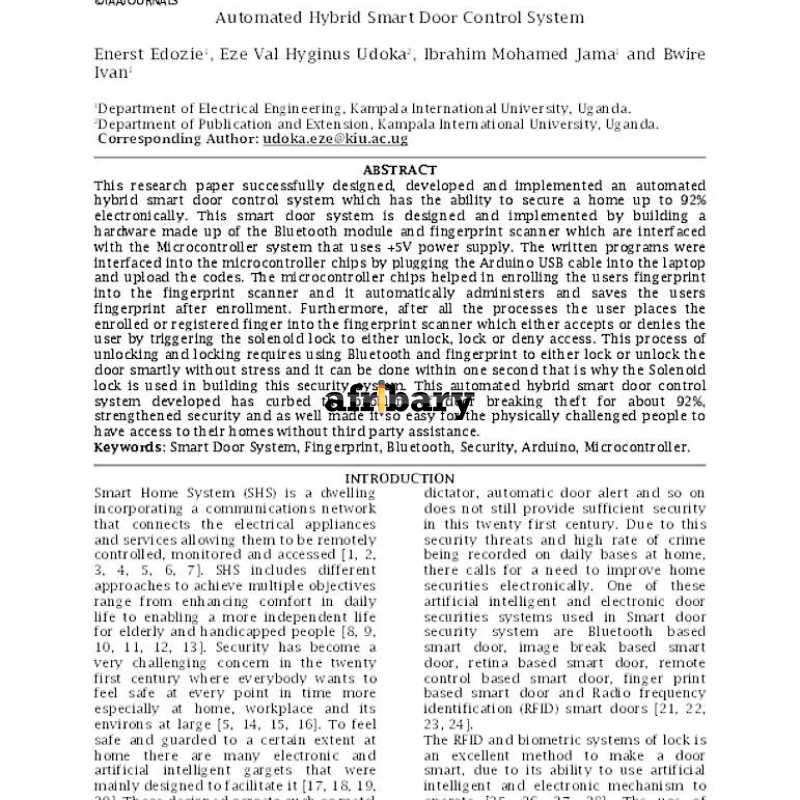 Automated Hybrid Smart Door Control System | Afribary