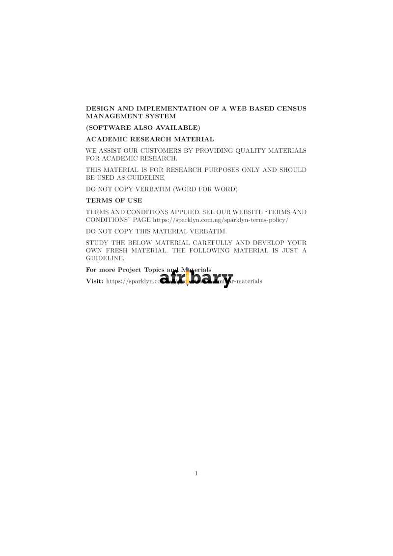 Web Based Census Management System | Afribary