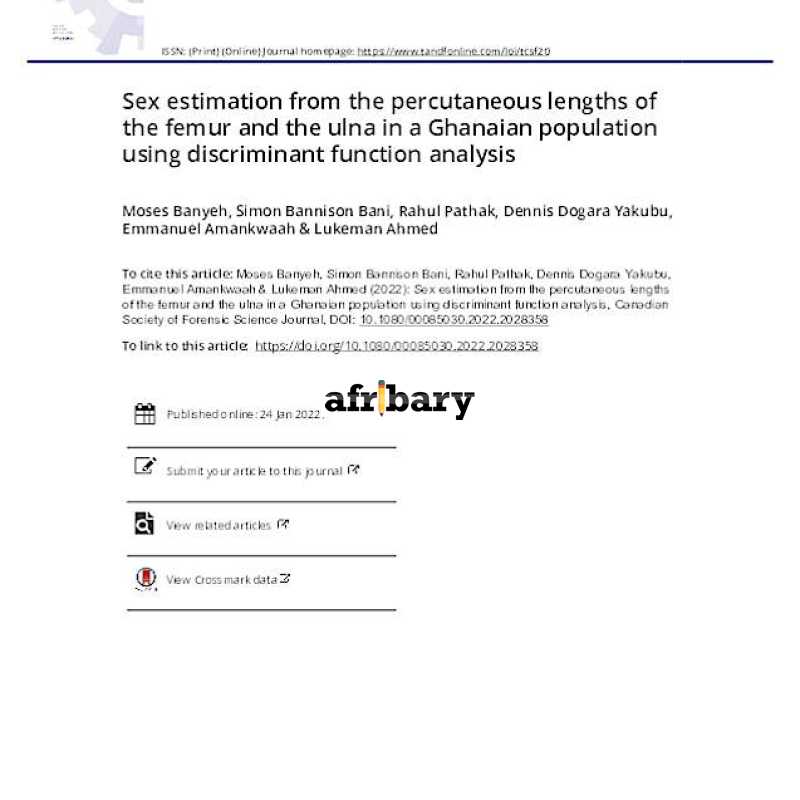 Sex Estimation From The Percutaneous Lengths Of The Femur And The Ulna