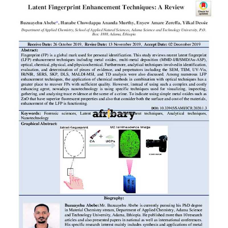 Latent Fingerprint Enhancement Techniques | Afribary