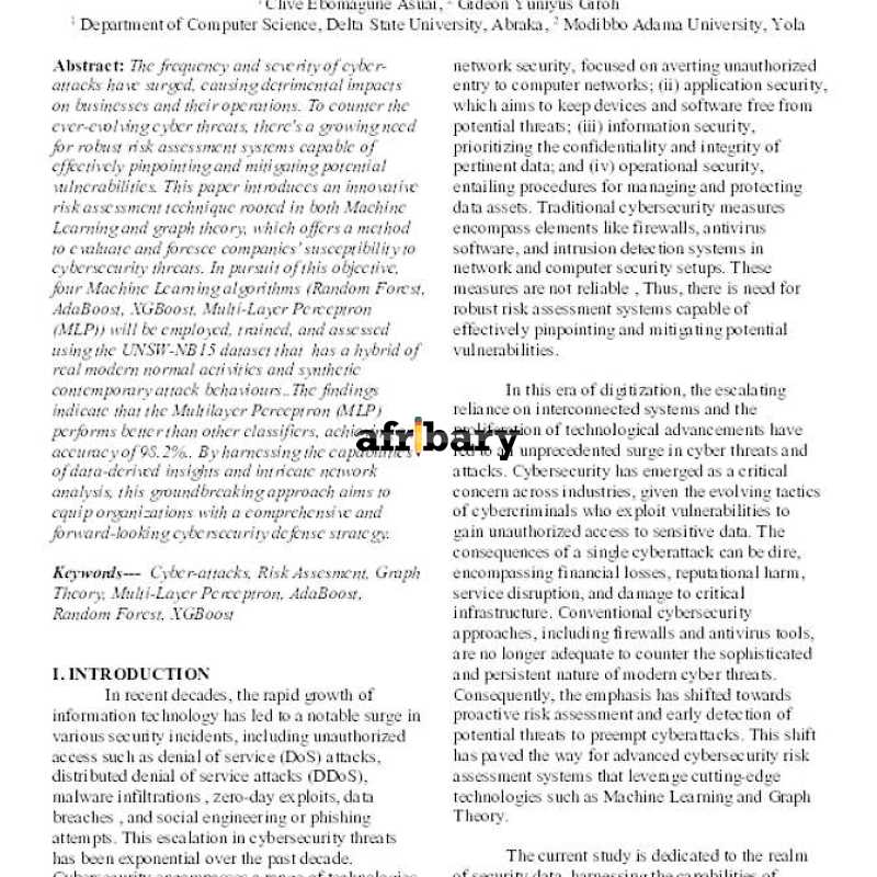 Exploring the Fusion of Graph Theory and Diverse Machine Learning Models in Evaluating ...