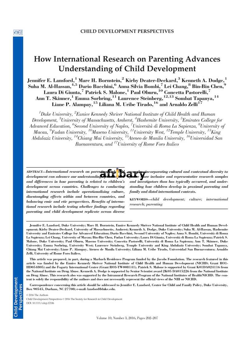 How international research on parenting advances understanding of child ...