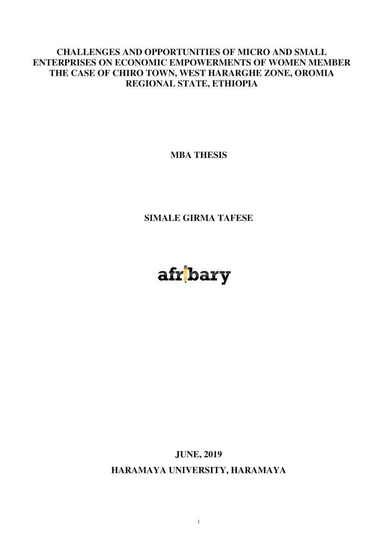 CHALLENGES AND OPPORTUNITIES OF MICRO AND SMALL ENTERPRISES ON ECONOMIC ...