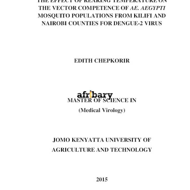 The Effect of Rearing Temperature on the Vector Competence of Ae ...