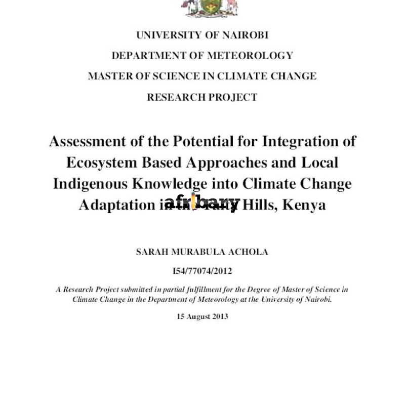 Assessment of the Potential for Integration of Ecosystem Based ...