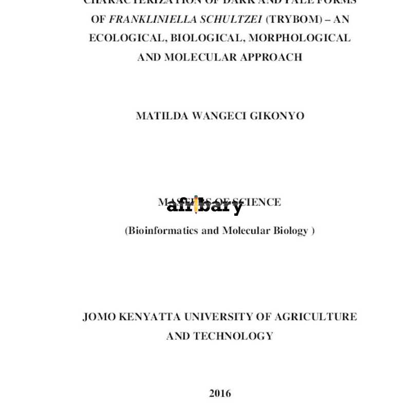 Characterization of dark and pale forms of frankliniella schultzei ...