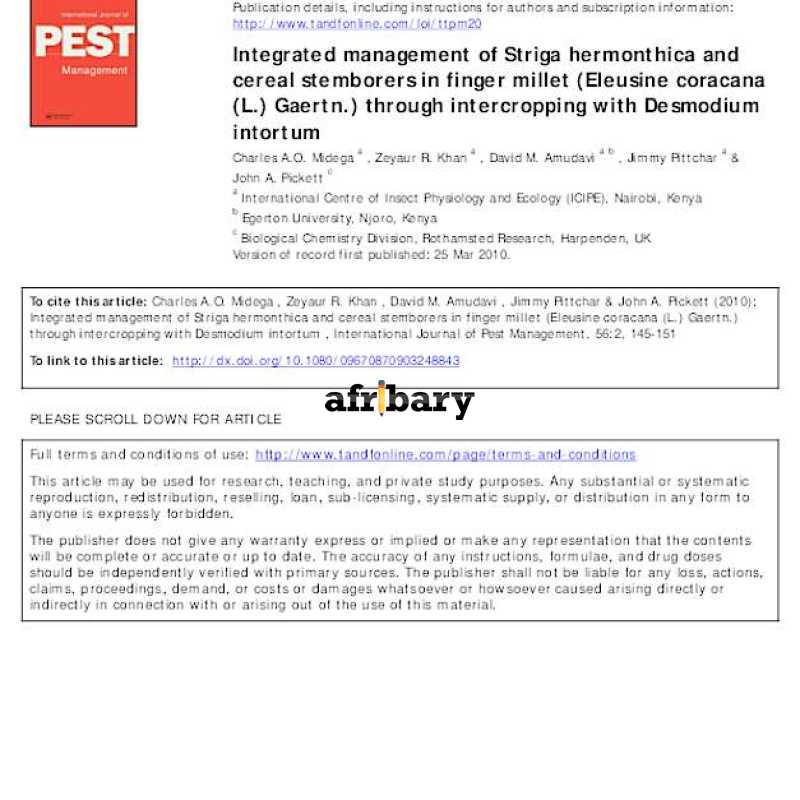 Integrated management of Striga hermonthica and cereal stemborers in ...