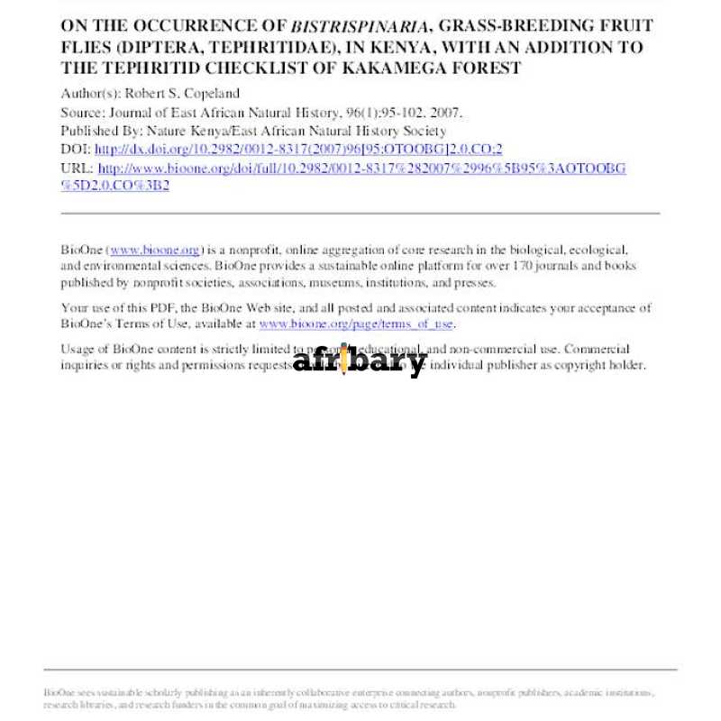 On the Occurrence of Bistrispinaria, Grass-breeding Fruit Flies ...