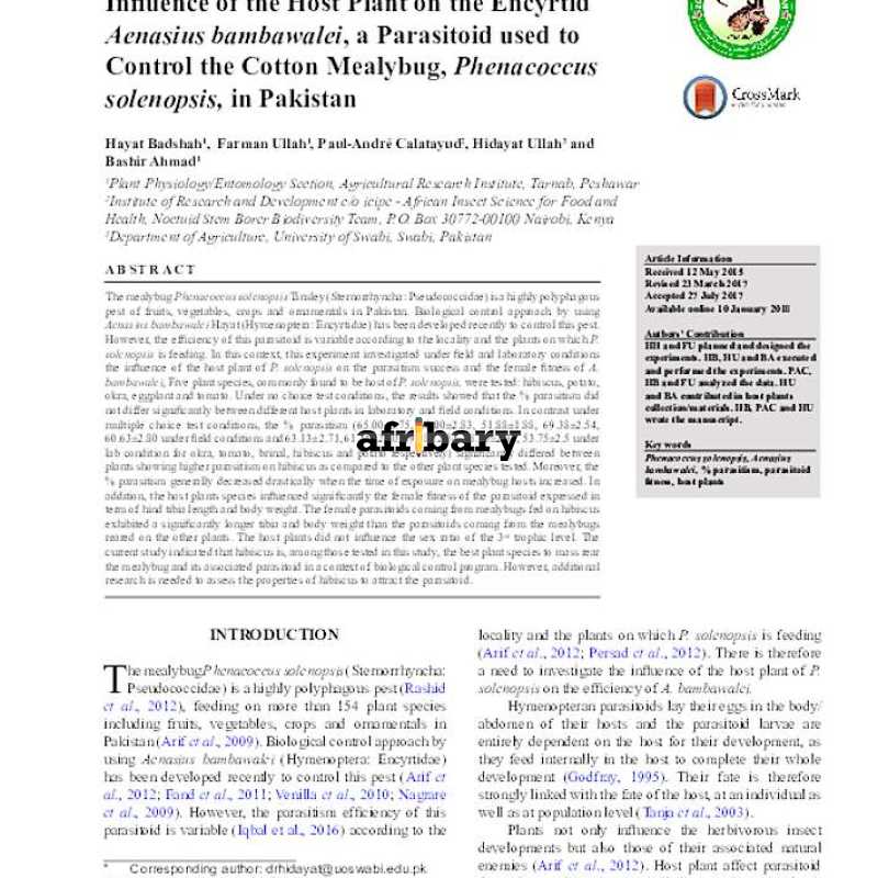 The antestia bug complex in Africa and Asia, pp. 465–493. In Invasive ...