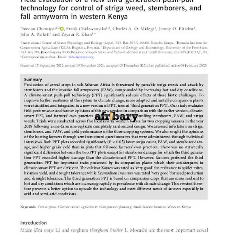 Field evaluation of a new third generation push-pull technology for ...