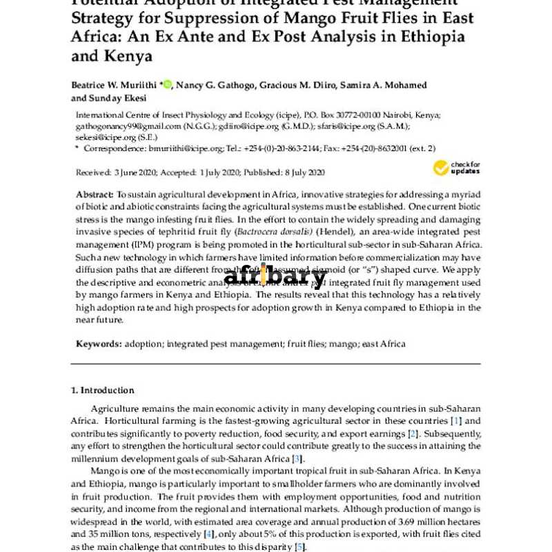 Potential adoption of integrated pest management strategy for ...