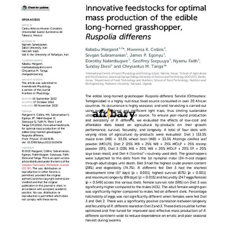 Innovative feedstocks for optimal mass production of the edible long ...