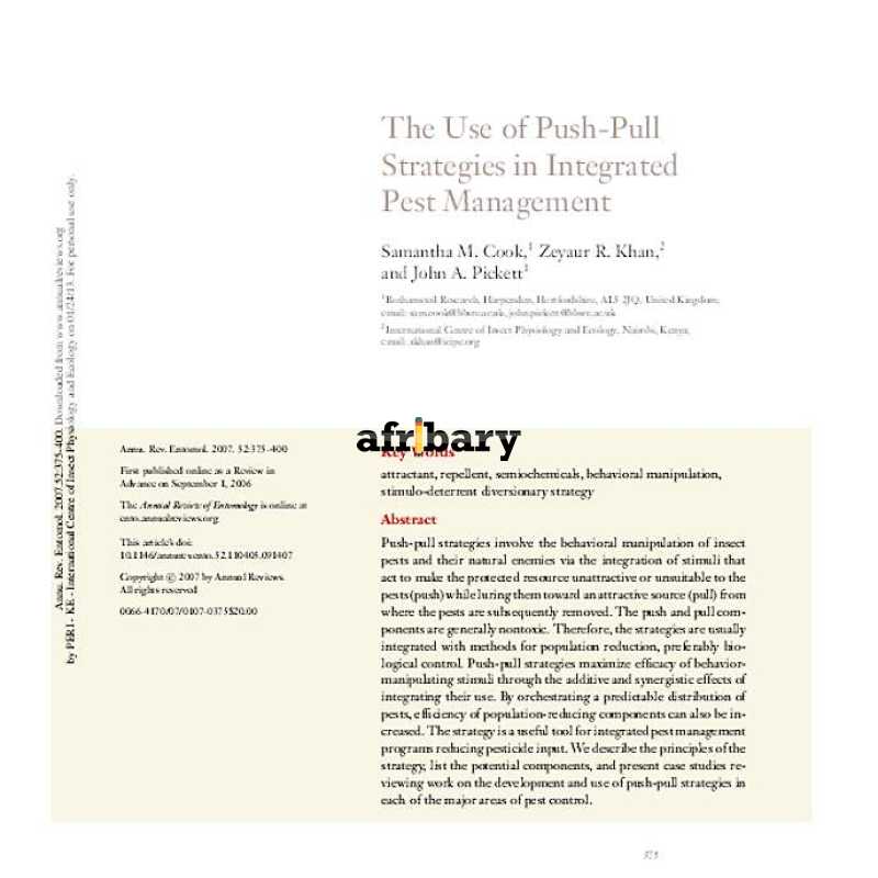 The Use of Push-Pull Strategies in Integrated Pest Management | Afribary