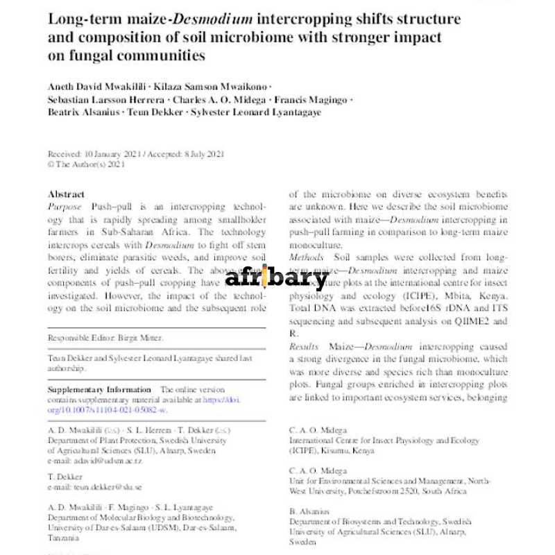 Long‑term maize‑Desmodium intercropping shifts structure and ...