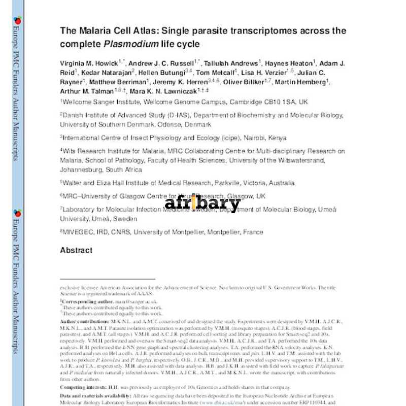 The Malaria Cell Atlas: Single parasite transcriptomes across the ...