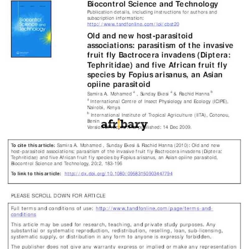 Old and new host-parasitoid associations: parasitism of the invasive ...