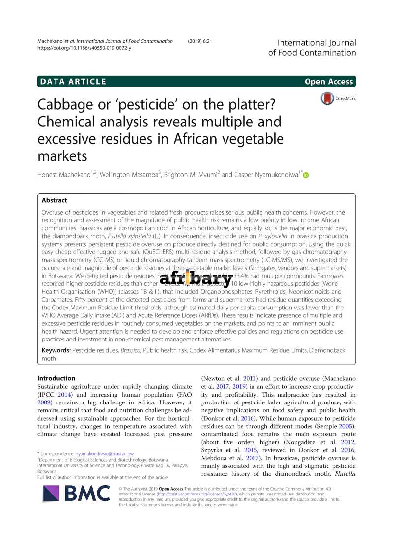 Cabbage or ‘pesticide’on the platter? Chemical analysis reveals multiple and excessive residues ...