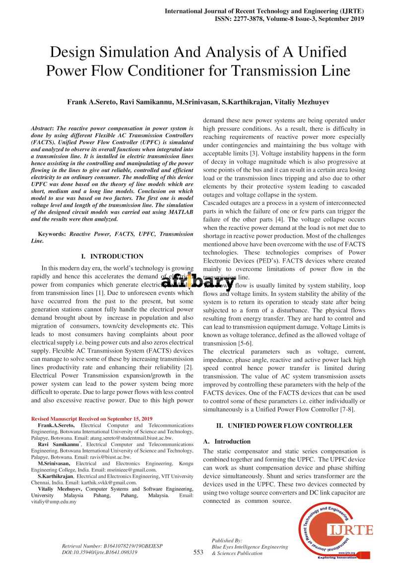 Design simulation and analysis of a unified power flow conditioner for ...