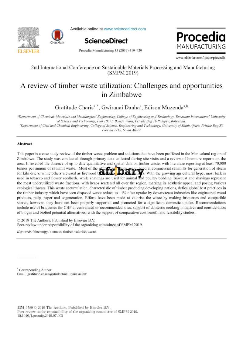 A review of timber waste utilization: challenges and opportunities in ...