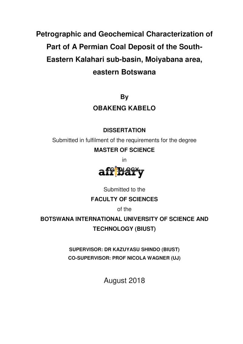 Petrographic and geochemical characterization of part of a permian coal ...
