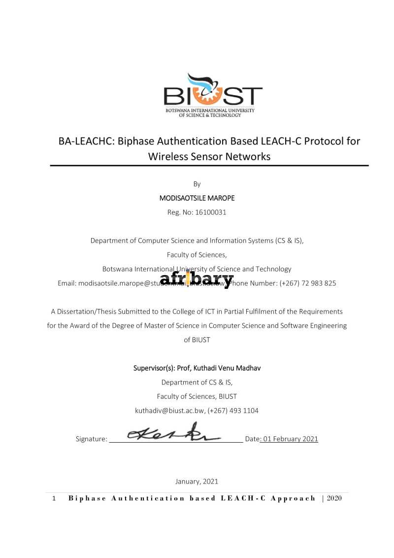 Ba Leachc Biphase Authentication Based Leach C Protocol For Wireless Sensor Networks Afribary