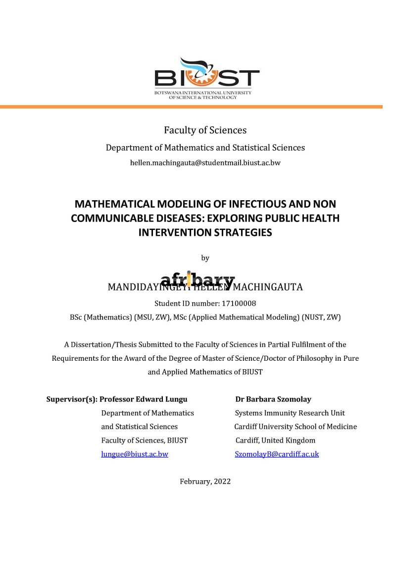 Mathematical Modeling Of Infectious And Non Communicable Diseases Exploring Public Health
