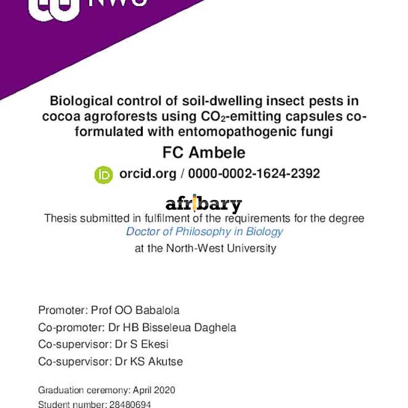 Biological control of soil-dwelling insect pests in cocoa agroforests ...