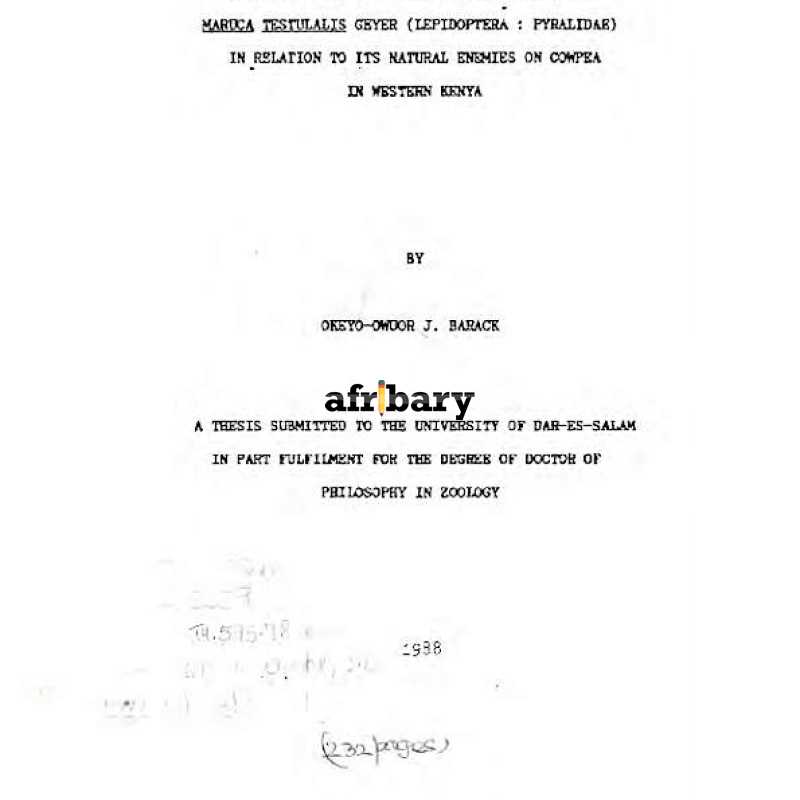 Population Ecology of the Legume Pod Borer Maruca testulalis Geyer ...