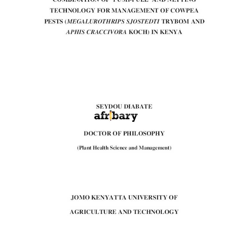 Combination of ‘push-pull’ and Netting Technology for Management of ...