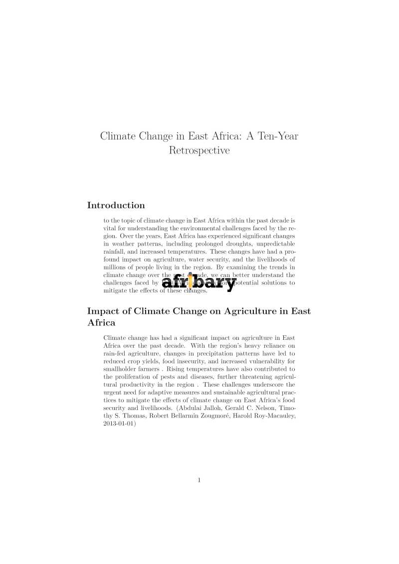 Climate Change in East Africa_ A Ten-Year Retrospective by Nyango ...