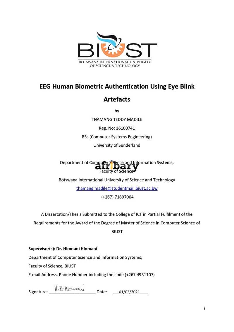 Eeg Human Biometric Authentication Using Eye Blink Artefacts Afribary