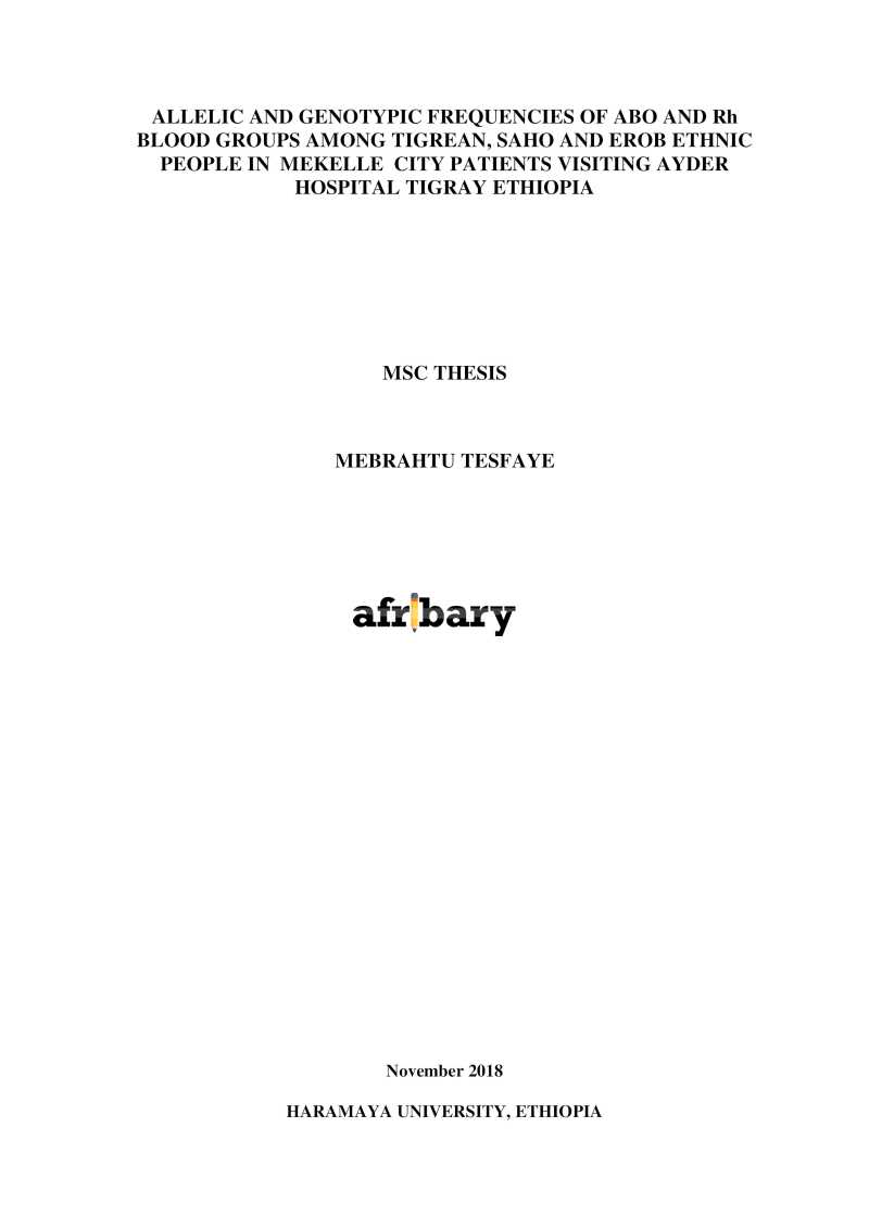 ALLELIC AND GENOTYPIC FREQUENCIES OF ABO AND Rh BLOOD GROUPS AMONG ...